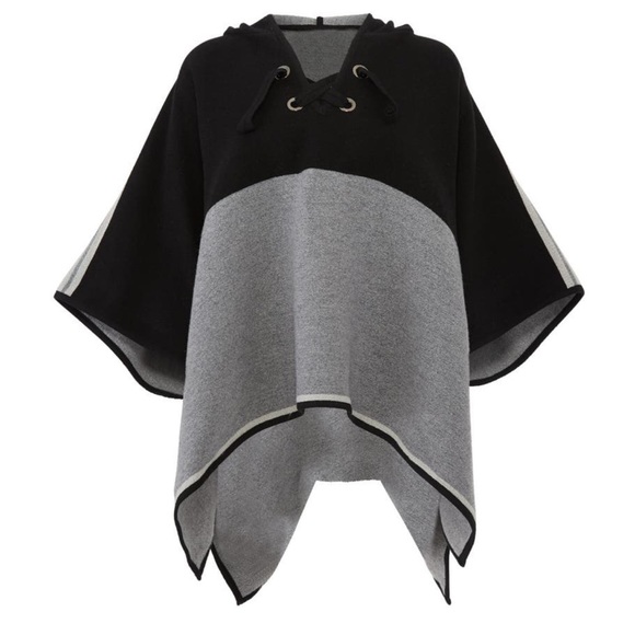 ba&sh | Jackets & Coats | Bash Lady Cape Colorblock Poncho Black Grey ...